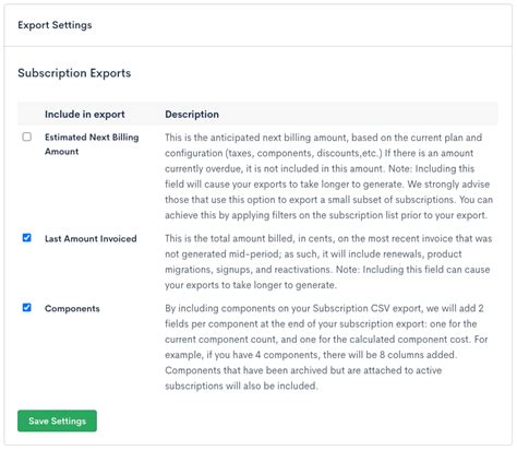CSV Exports Advanced Billing