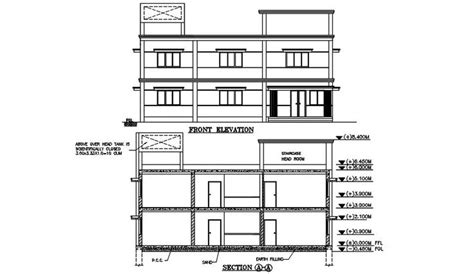 Front Elevation Of The School Admin Building Has Given In This 2d Autocad Dwg Drawing File