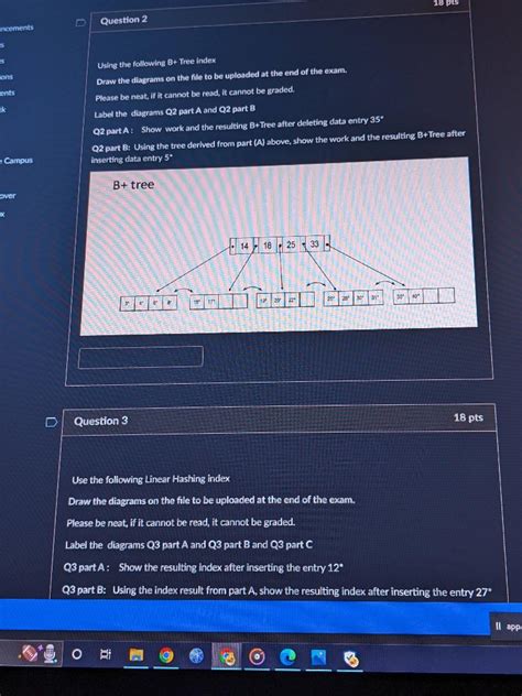 Solved Question Using The Following B Tree Index Draw The Chegg