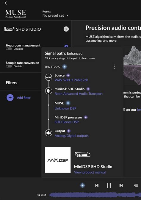 Muse Dsp Added To Signal Path Affecting Lossless Display With Minidsp