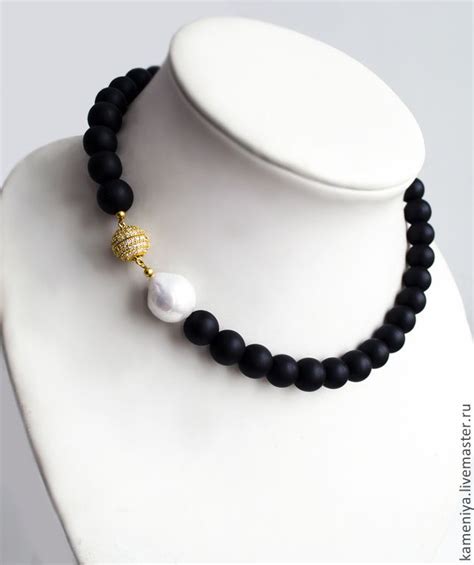 Ожерелье из жемчуга Барокко и оникса на заказ в интернет магазине Ярмарка Мастеров по цене 9500