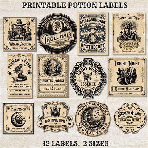 Potion Labels Digital Potion Labels Printable Wizard Potion Labels Magic Potion Labels Potion