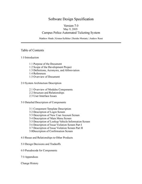 Software Design Document Software Design Specification Version 7 May