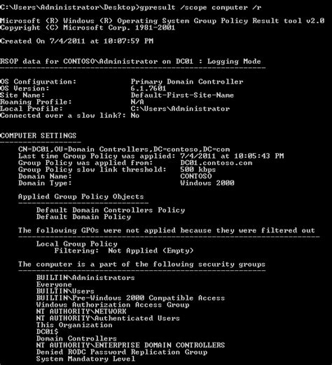 Terry Lus Blog Using Gpresult Verifies The Group Policy Settings