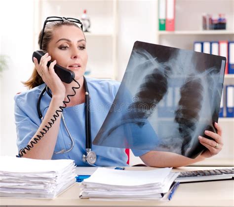 Female Doctor Radiologist Working In The Clinic Stock Image Image Of