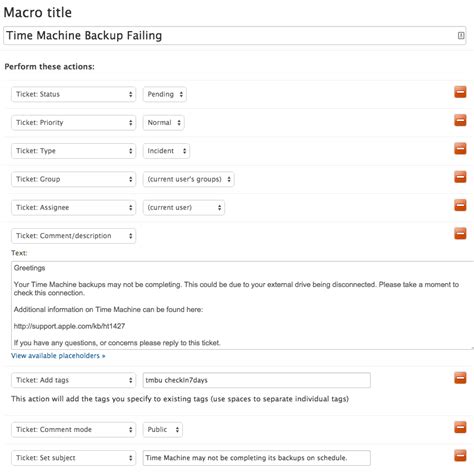 zendesk create macros for uniform alert responses watchman
