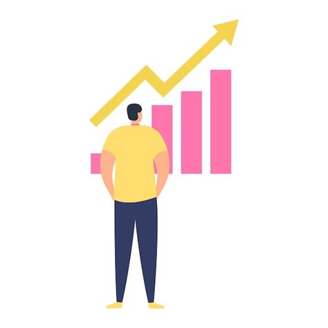 premium vector man observing growth chart with upward trend arrow