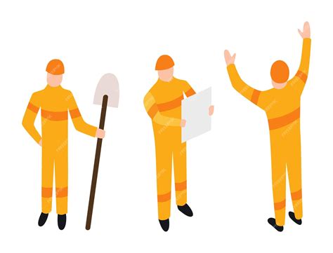 아이소메트릭 도로 건설 현장 요소 전문 작업자 아이콘 벡터 일러스트 레이 션 프리미엄 벡터