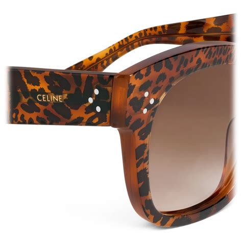 Céline Oversized S002 Sunglasses In Acetate Leopard Havana