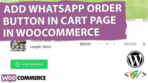 how to add whatsapp order now button in cart page in woocommerce youtube