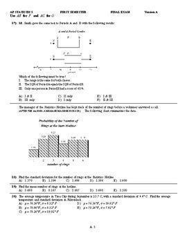 AP Statistics First Semester Final Exam Versions Pdf By Dwight Swanson