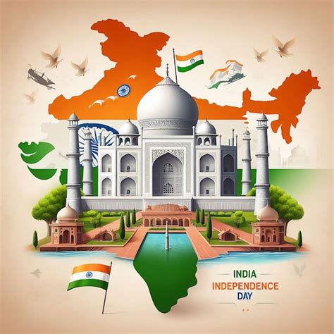 Premium Photo A Poster For India With A Picture Of A Building And