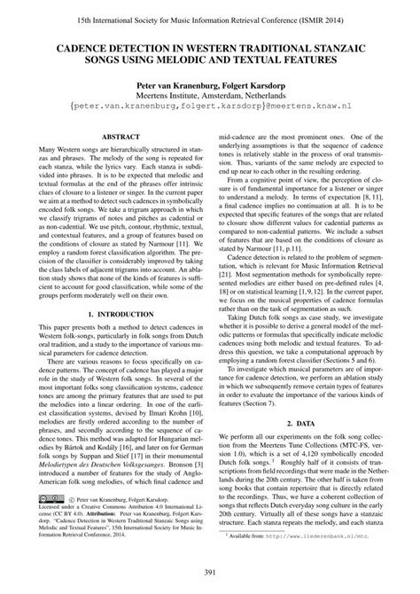 Pdf Cadence Detection In Western Traditional Melodic And