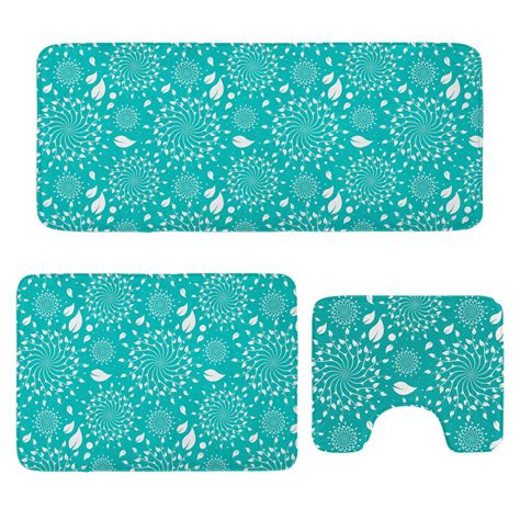 East Urban Home Turquoise Bathroom Rug Set 3 Pieces U Shape And Rectangle