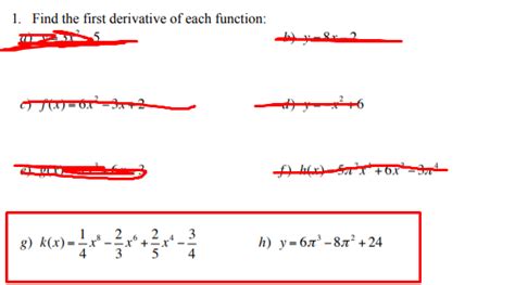 solved 1 find the first derivative of each function i