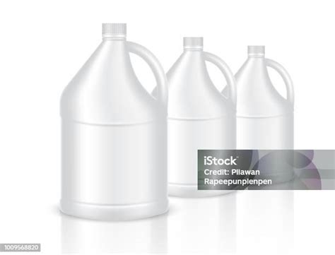 현실적인 플라스틱 갤런 포장 제품에 대 한 화학 솔루션을 모의 또는 우유 병 절연 배경 개념에 대한 스톡 벡터 아트 및 기타
