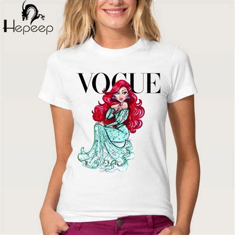 VOGUE панк принцесса печати Футболка 2016 летняя мода женщины футболку ...