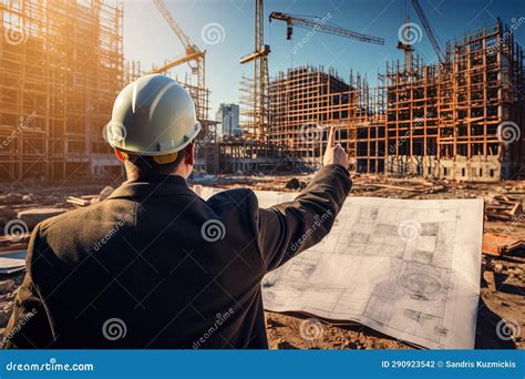 Engineer Pointing At Unfinished Building Generative Ai Stock Illustration Illustration Of