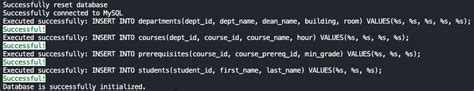 Resetting Database Successful