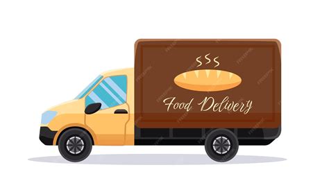 Premium Vector Food Delivery Truck Delivery Vehicle Vector Illustration