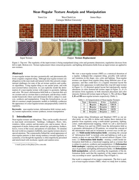 PDF Near Regular Texture Analysis And Manipulation