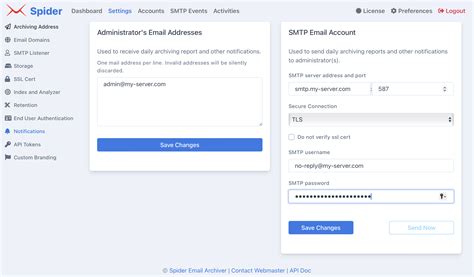 notifications spider email archiver