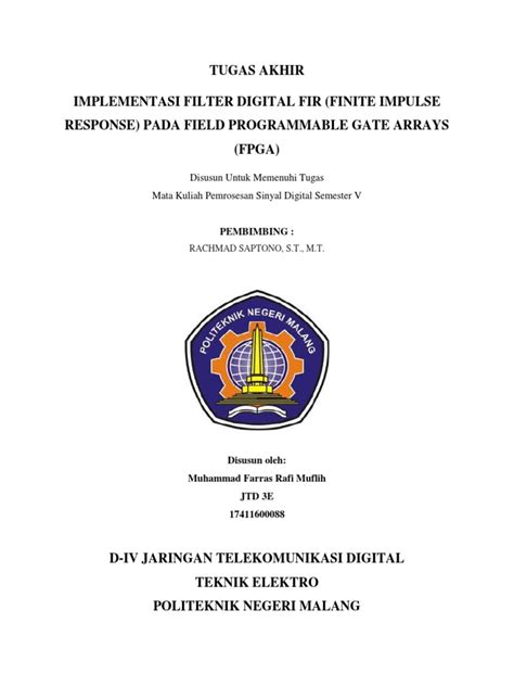 Implementasi Filter Digital Fir Finite Impulse Response Pada Field