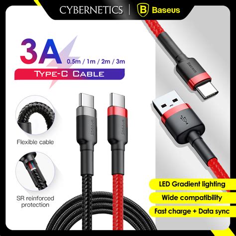 Vention Baseus 3A USB Type C Quick Charge USB C Type Charger C Cable Shopee Singapore