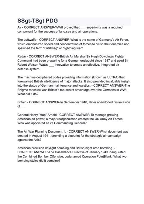 SSgt TSgt PDG With Complete Solution Latest Updated SSgt WAPS Stuvia US