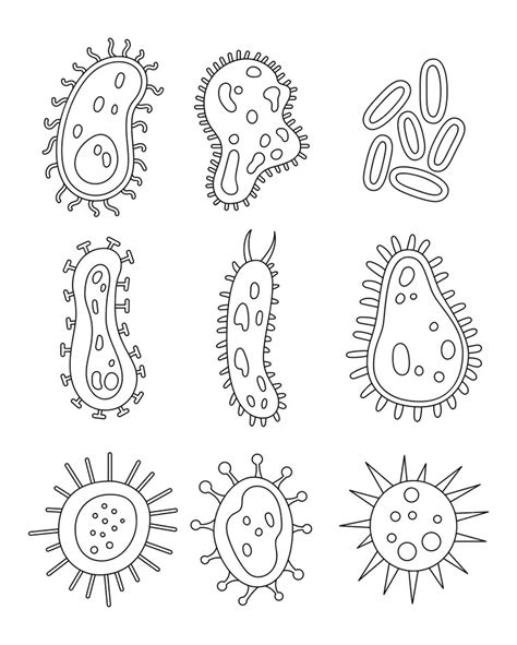 Premium Vector Different Types Of Viruses Coloring Page Bacteria Biological Microorganism Good