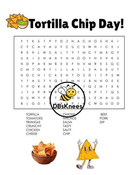 Tortilla Chip Day Word Search Feb 24 By Dbsknees Tpt