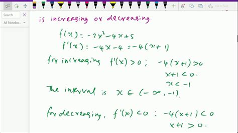differentiation increasing and decreasing functions solving