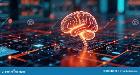 Digital Brain Model On Circuit Board Brain Scan Data Analysis Neural Network Research Medical