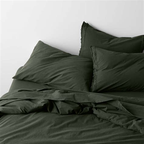 Favorite Washed Organic Cotton Ficus Green Duvet Covers Crate And Barrel