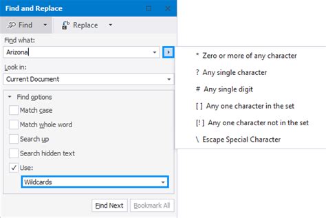 Find Text With Wildcards