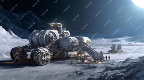 Premium Photo Lunar Resource Extraction And Utilization Technology Ai Generated