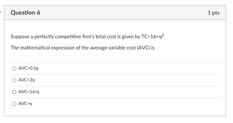 Solved Question Pts Suppose A Perfectly Competitive Chegg