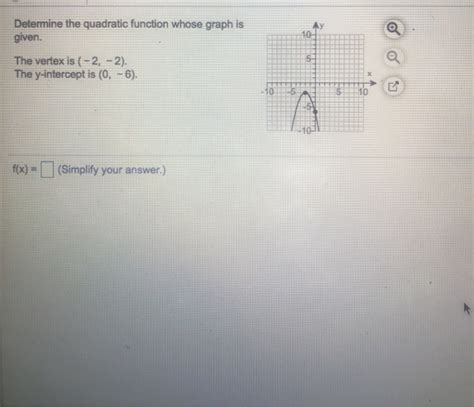 Solved Determine The Quadratic Function Whose Graph Is