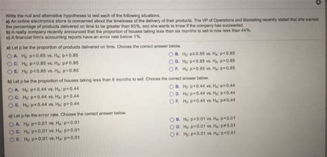 Solved Write The Null And Alternative Hypotheses To Test