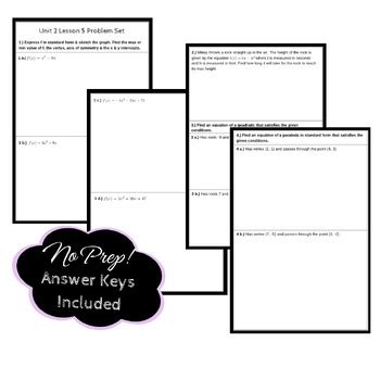 Precalculus Unit Lesson Quadratic Functions By MsVTeaching