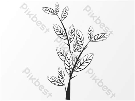 손으로 그린 선 나무 식물 요소 일러스트 Png Ai 무료 다운로드 Pikbest
