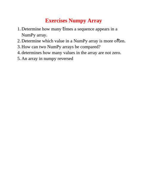 Exercises Numpy Array Pdf