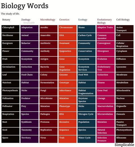 300 Biology Words Simplicable