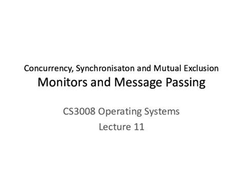 pdf concurrency synchronisaton and mutual exclusion monitors and