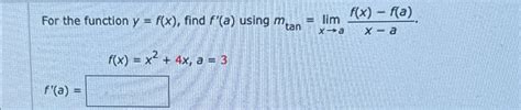 solved for the function y f x ﻿find f a ﻿using