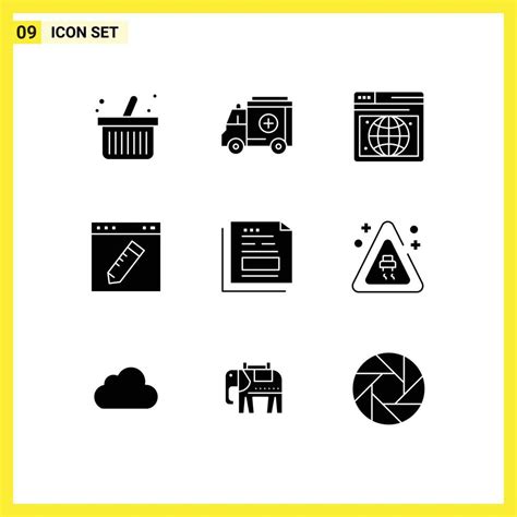 User Interface Pack Of 9 Basic Solid Glyphs Of Invoice Document Webpage