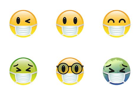 Set Of Emoticon With Face Mask Vector Template Eps 10 22217845 Vector