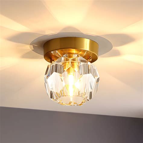 Colonial Style Geometry Ceiling Fixture Copper 1 Light Ceiling Mounted