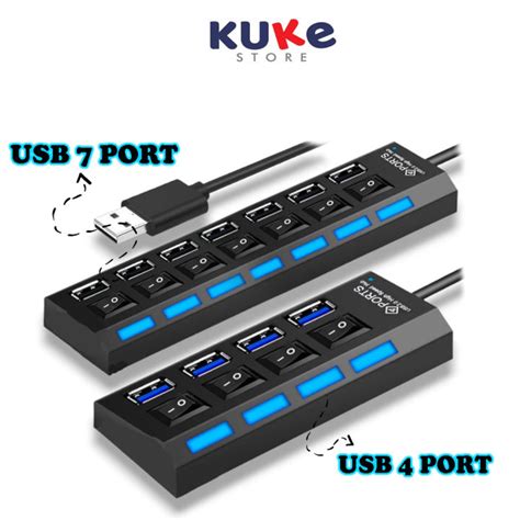 KUKE USB HUB SAKLAR PORT DAN PORT USB ON OFF HIGH SPEED DENGAN LAMPU LED Lazada Indonesia