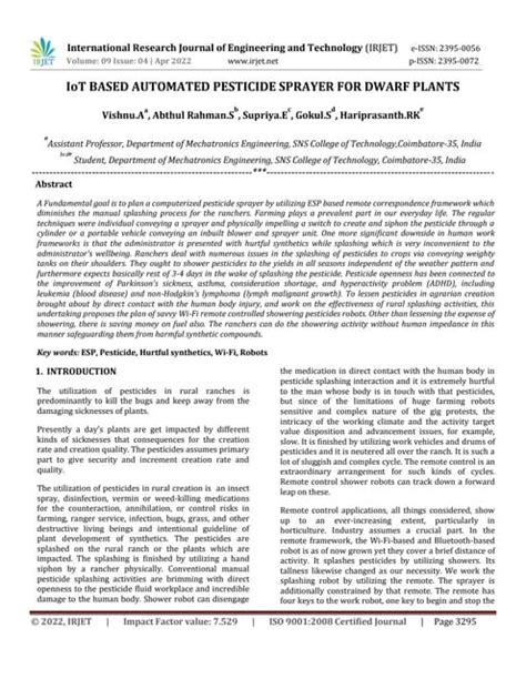 Smart Pesticide Spraying Robot Pdf